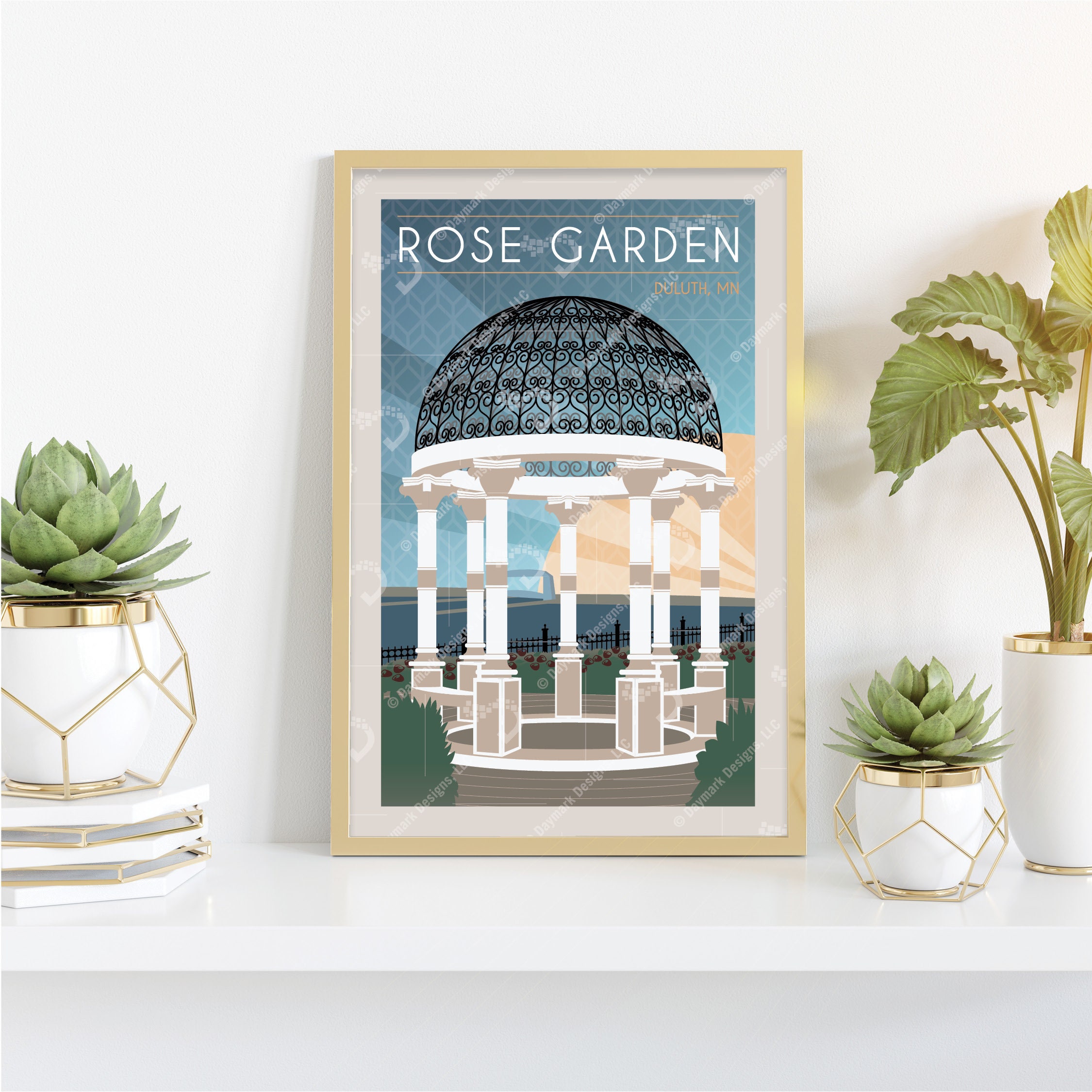 Rose Garden Gazebo Retro Style Poster - Etsy