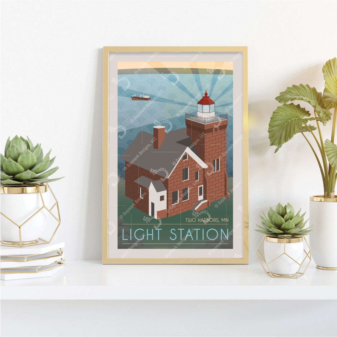 Two Harbors Light Station Retro Style Poster - Etsy