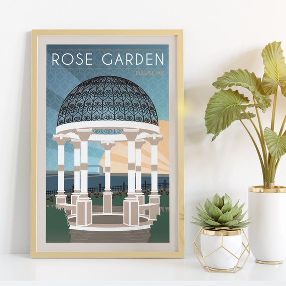 Rose Garden Gazebo Retro Style Poster | Etsy