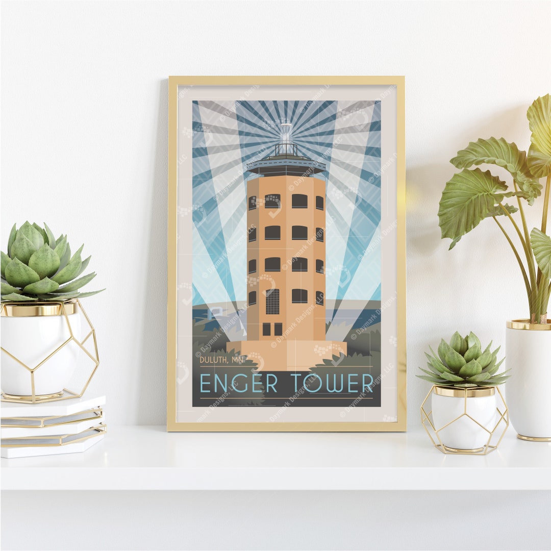 Enger Tower Retro Style Poster - Etsy