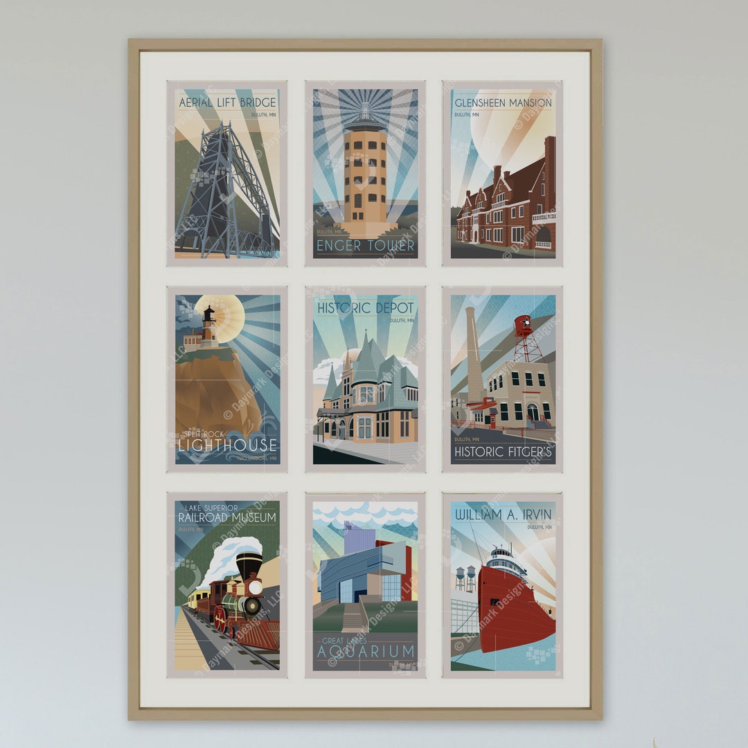 Landmark Retro Style Postcard Pack - Etsy