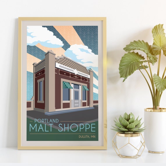 Portland Malt Shoppe Retro Style Poster - Etsy
