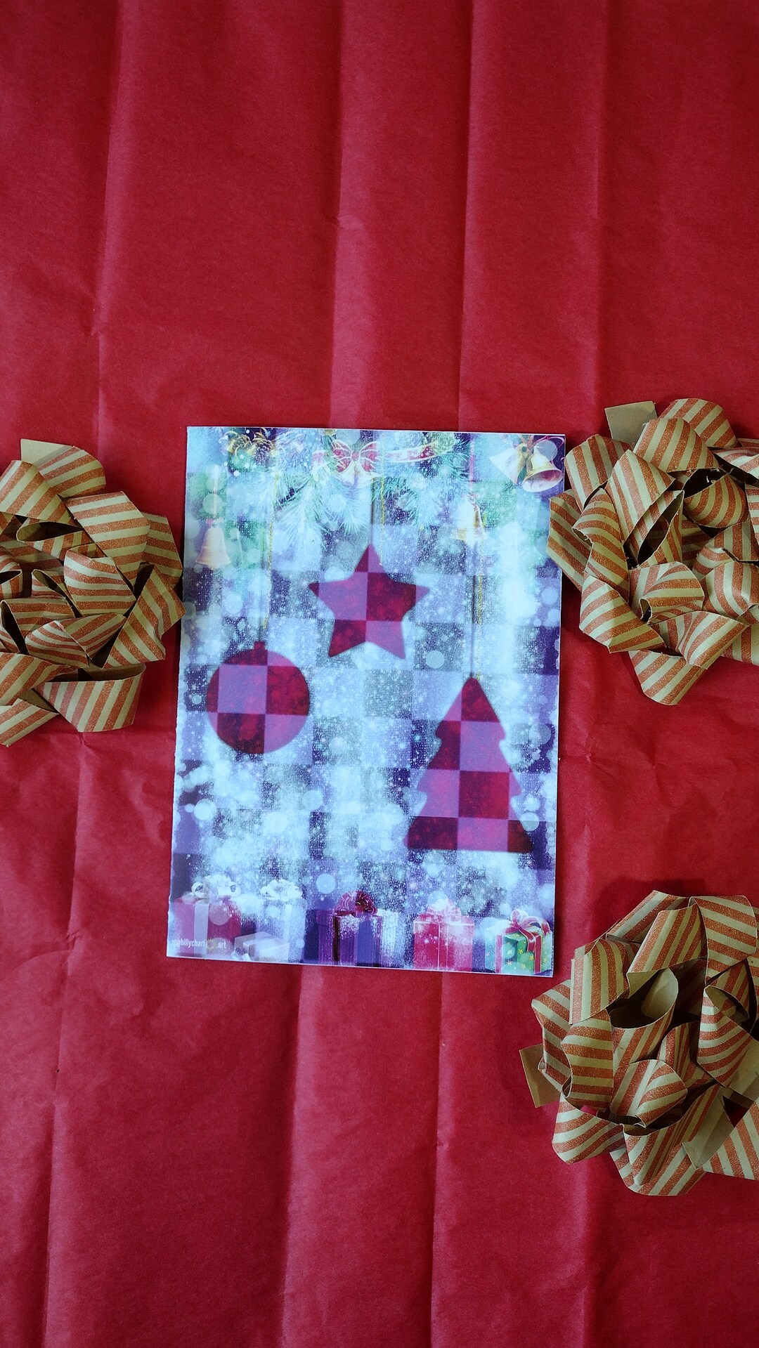 Checkered Christmas Ornaments Greeting Card 5x7 Christmas - Etsy