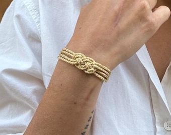 Handmade Moroccan Gold Thread Bracelet Amina | Adjustable Knot Design ...