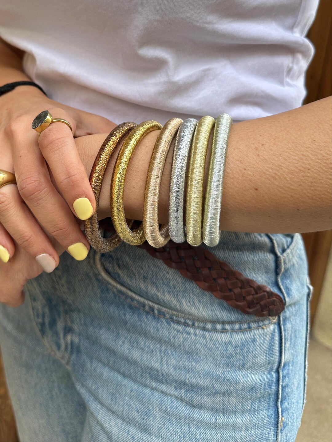 Dalia | Gold Thread Bangle | Moroccan Bracelet | Sfifa Bracelet | Woven ...