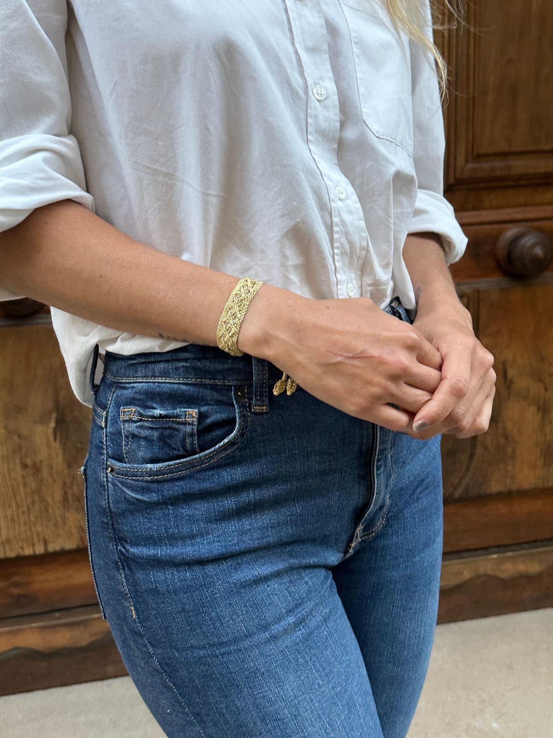 Handmade Moroccan Gold Thread Bracelet Leila | Adjustable Sfifa Jewelry ...