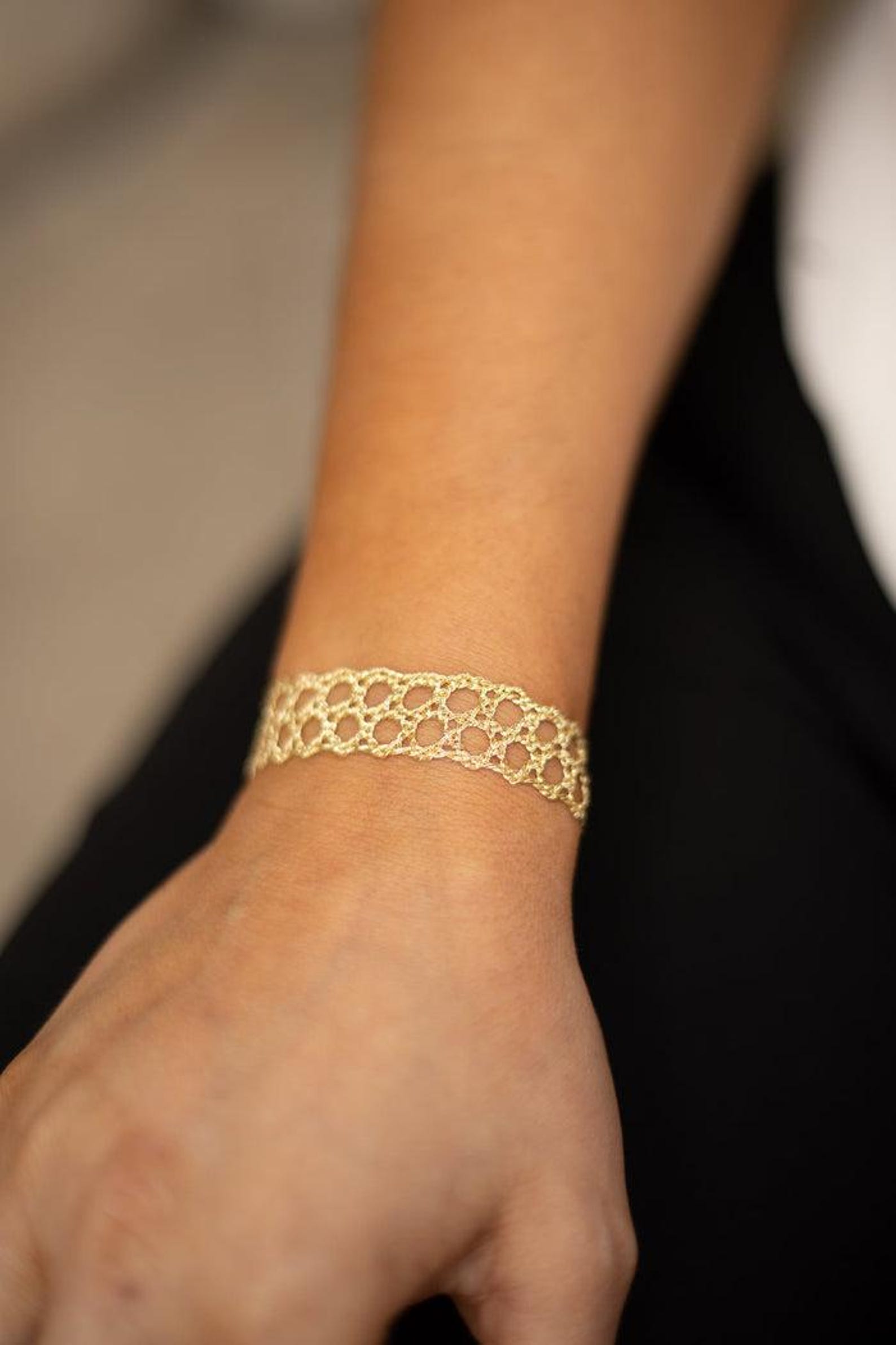 Adjustable Fatima Thin Sfifa Gold Thread Woman Bracelet Handmade ...