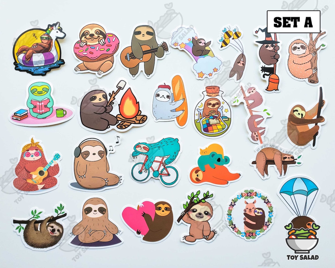 50 Pcs Sloth Vinyl Sticker Pack Sloth Ts Etsy