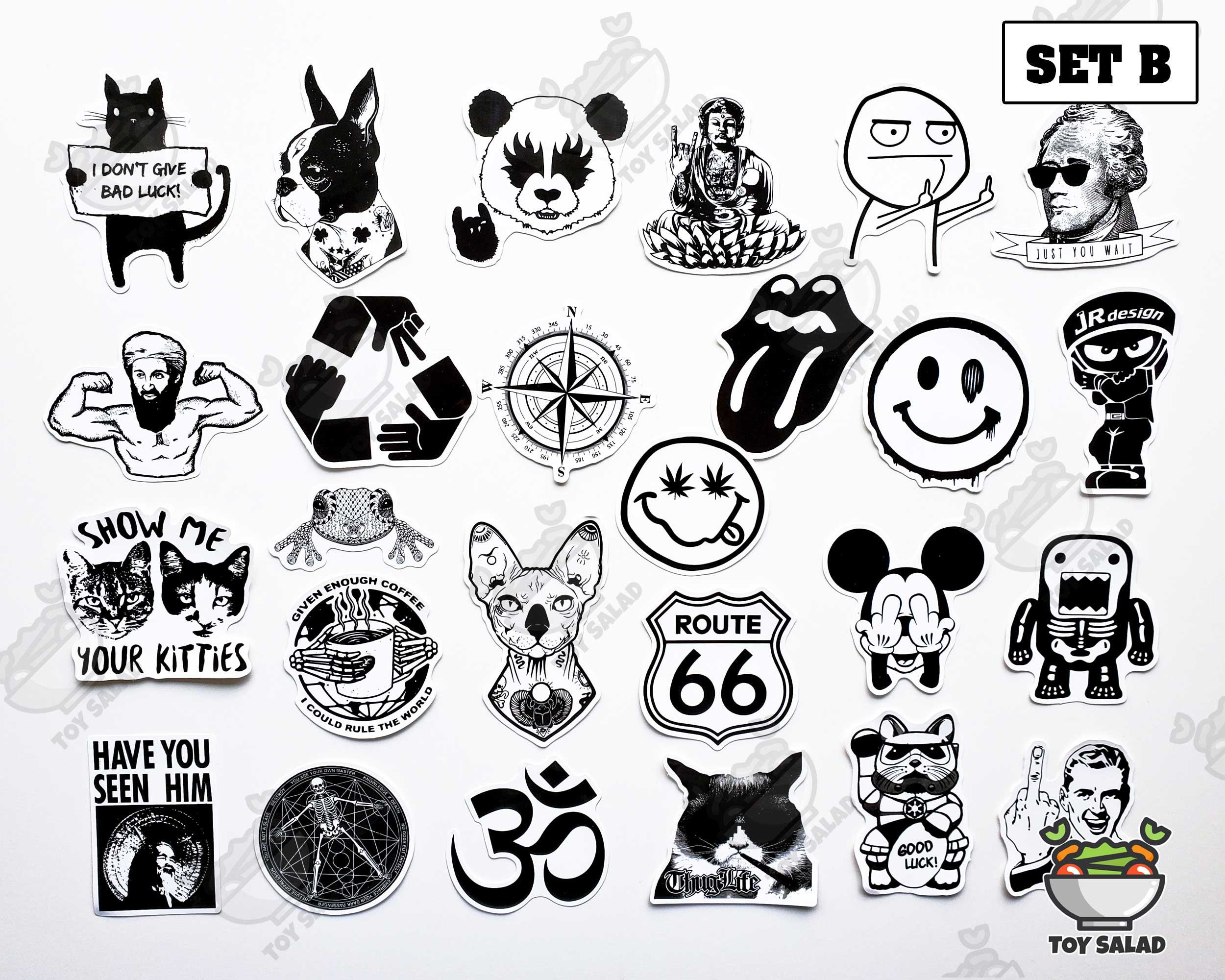 100 pcs Black & White Vinyl Stickers Pack | Etsy