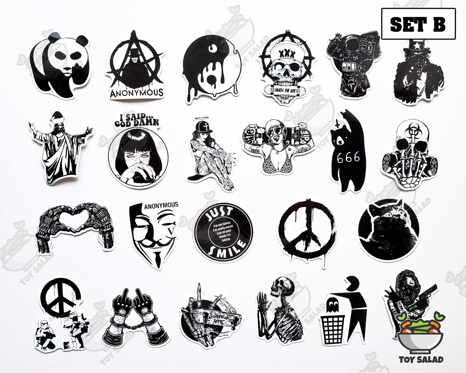100 pcs Black & White Vinyl Stickers Pack | Etsy