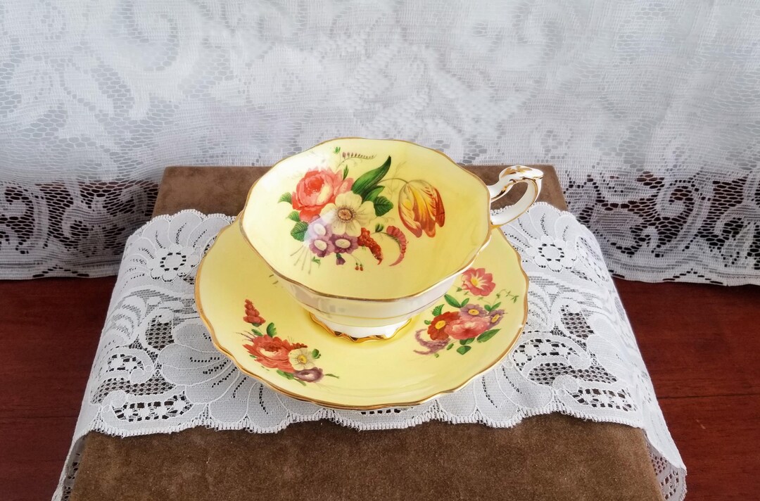 Vintage Paragon Stunning Cup and Saucer- Older Back Stamp- CRACK on ...