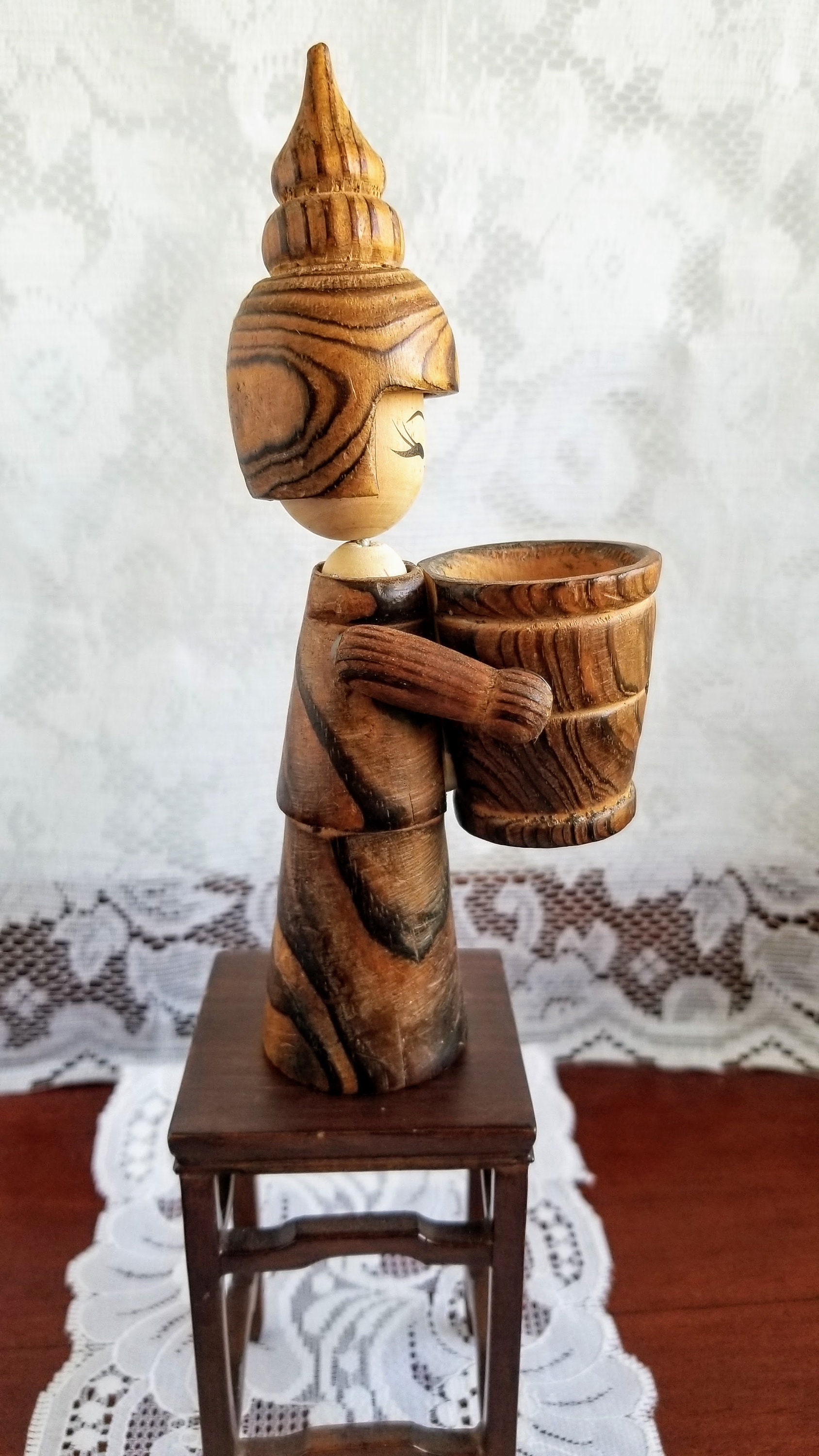Kokeshi Doll Geisha Japanese Wood Doll With Beautiful Natural Wood ...