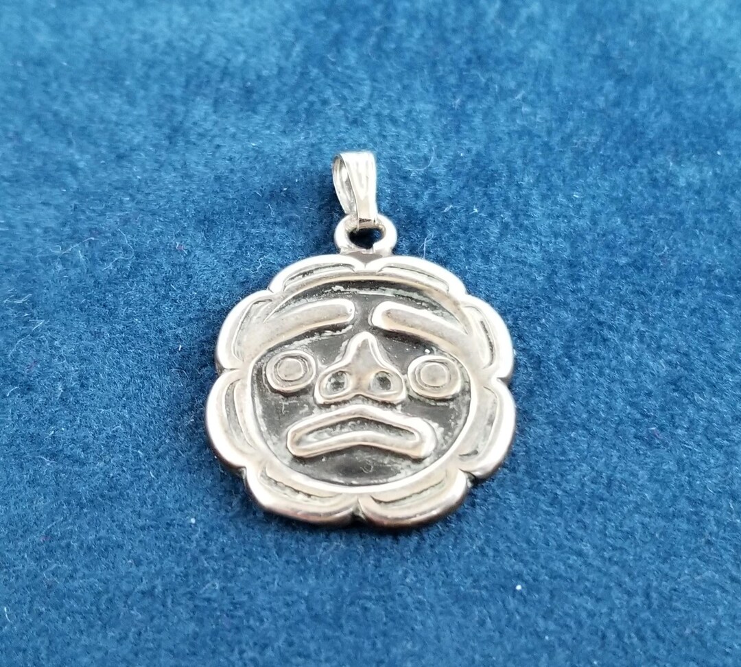 Native Coast Salish Sterling Silver Solid Pendant With Face- Native 1st ...
