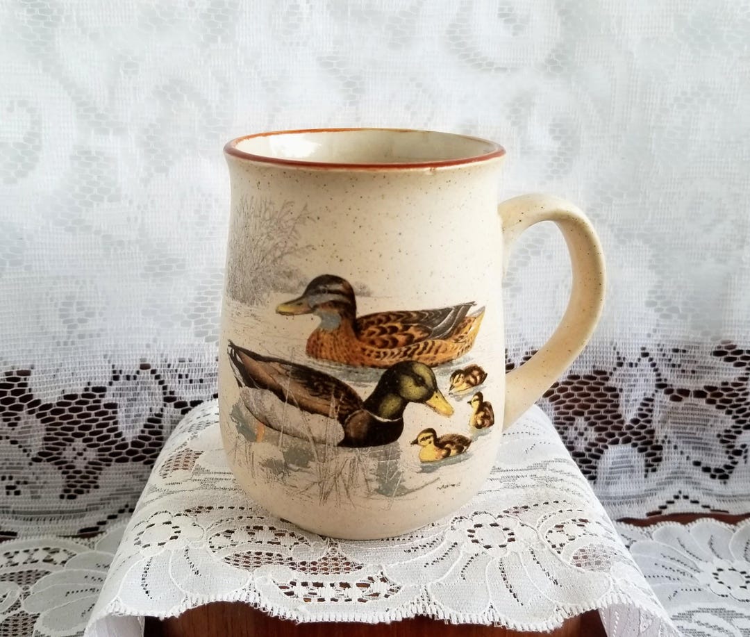 Vintage Ceramic Mallard Duck Family Coffee or Tea Mug Stunning Colors ...
