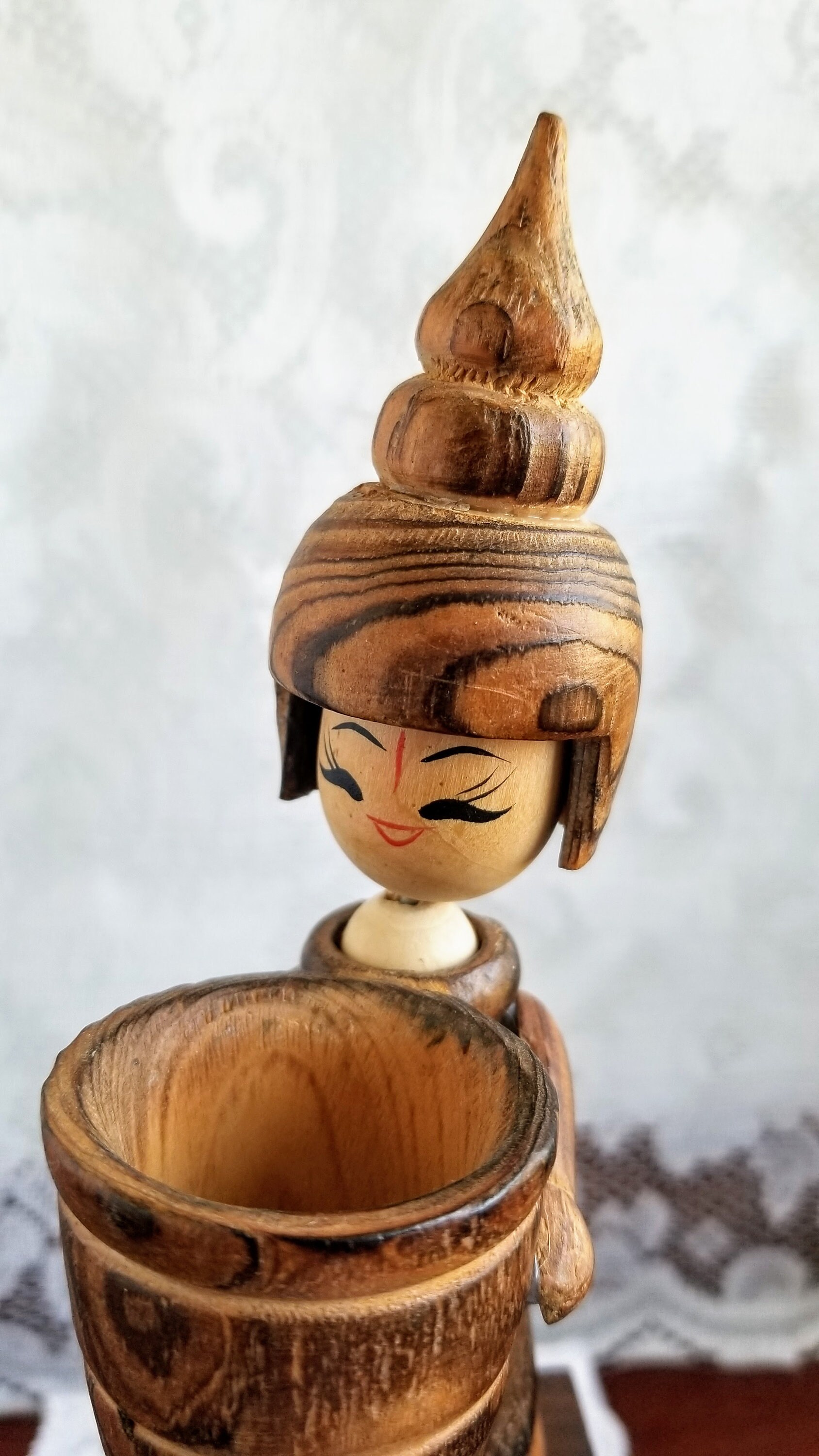 Kokeshi Doll Geisha Japanese Wood Doll With Beautiful Natural Wood ...