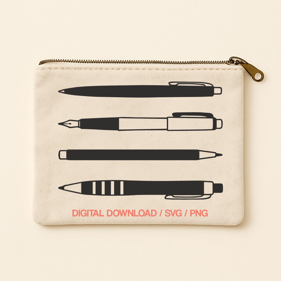 Stationery Pens SVG PNG | Minimalist Pen Clipart for Crafts, Planners ...