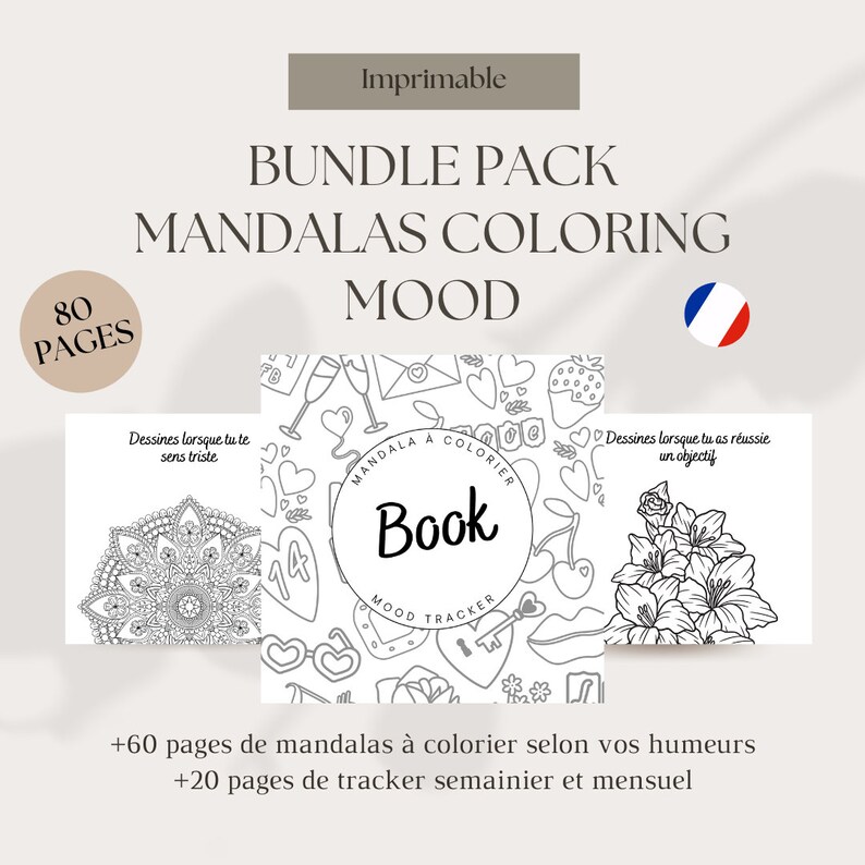 Mandalas Coloring Bundle Printable FR, Daily and Weekly Mood Tracker ...