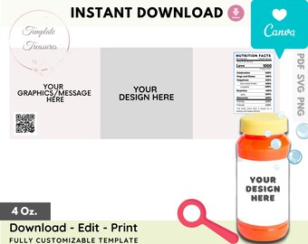 4 Oz Bottle Label - Etsy