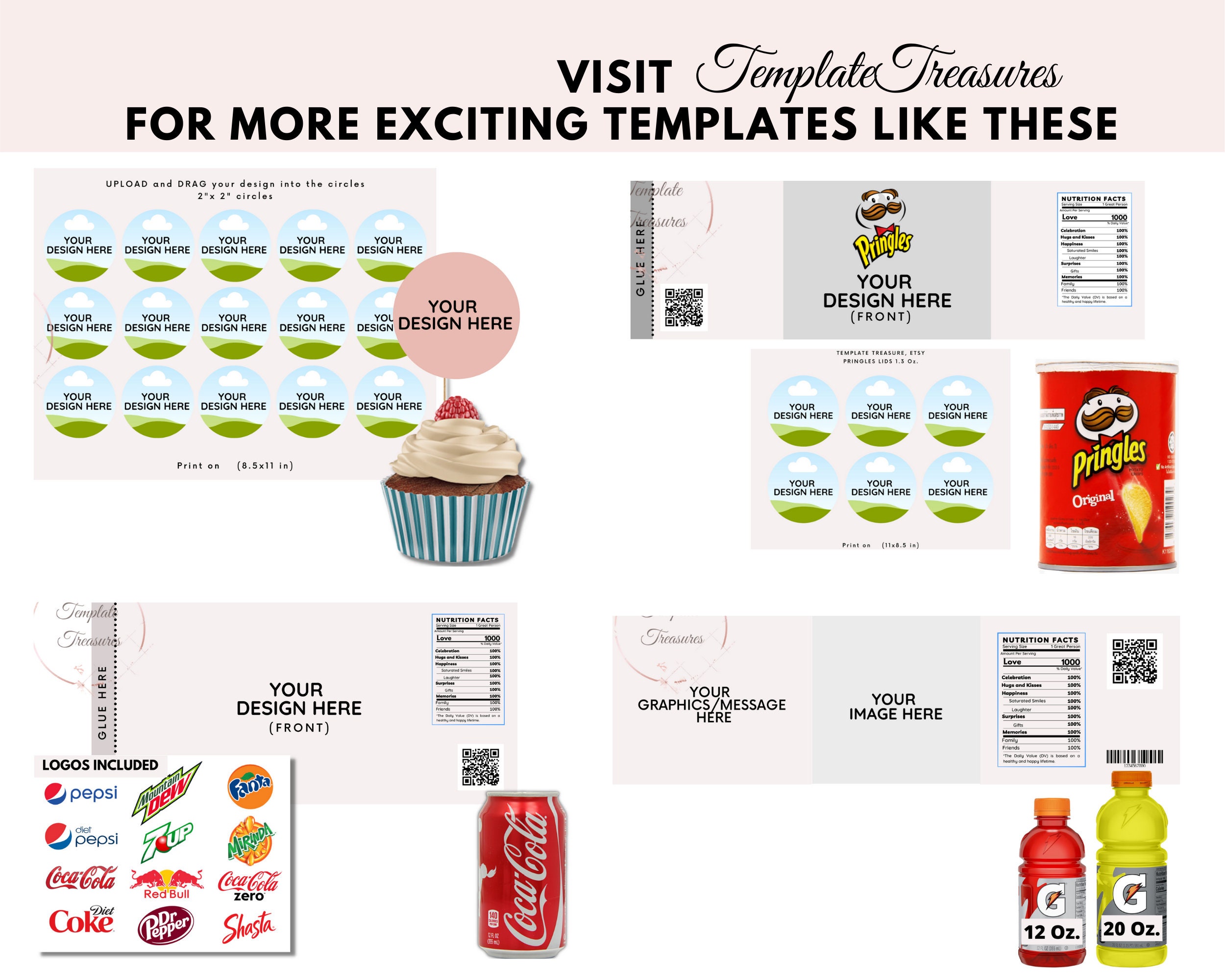 Mini oreo cookies wrapper template 2 pack cookies wrapper | Etsy