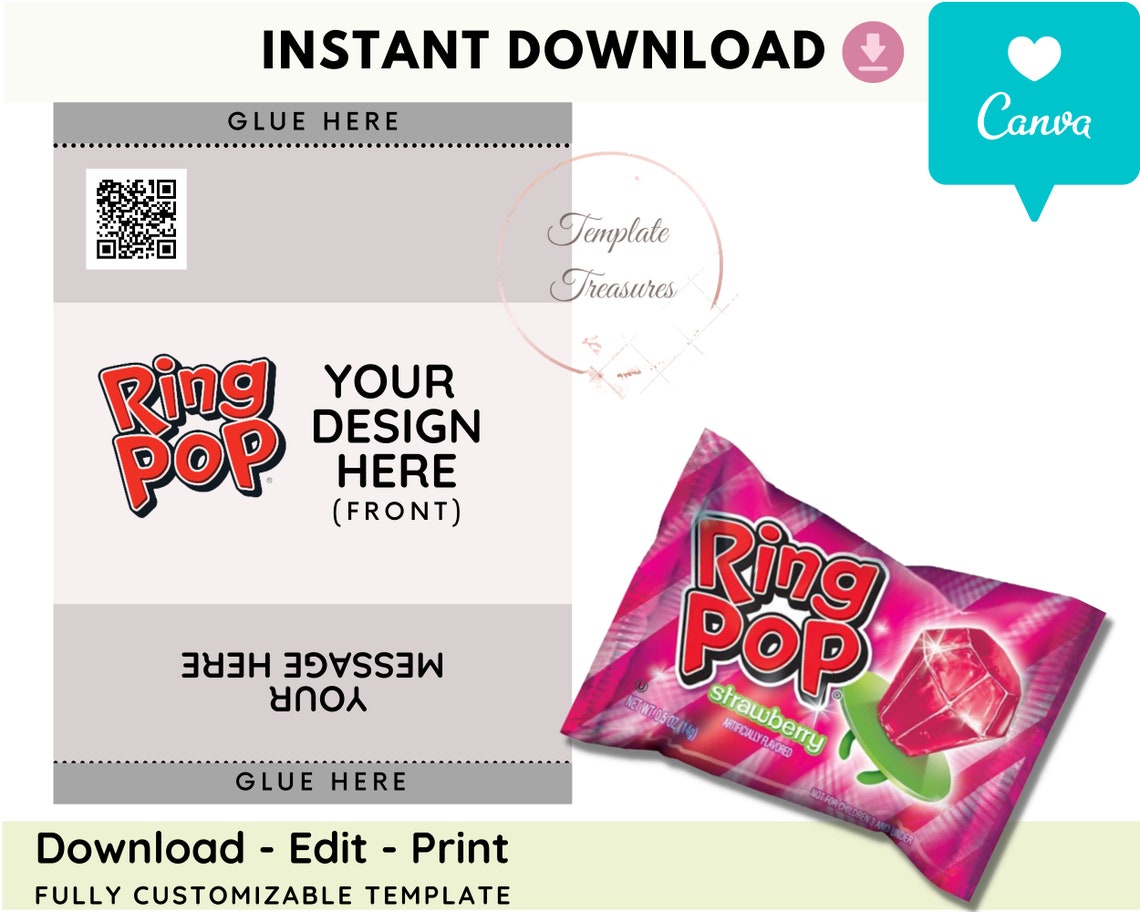 Ring pop wrapper template Ring pop candy label Chip bag | Etsy Ring pop wrapper template Ring pop candy label Chip bag | Etsy