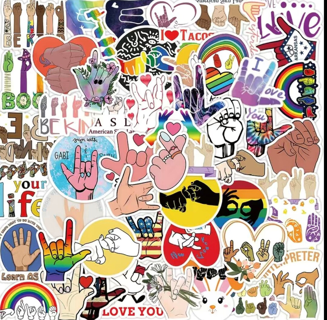 ASL Stickers Assorted Pack of 50 - Etsy