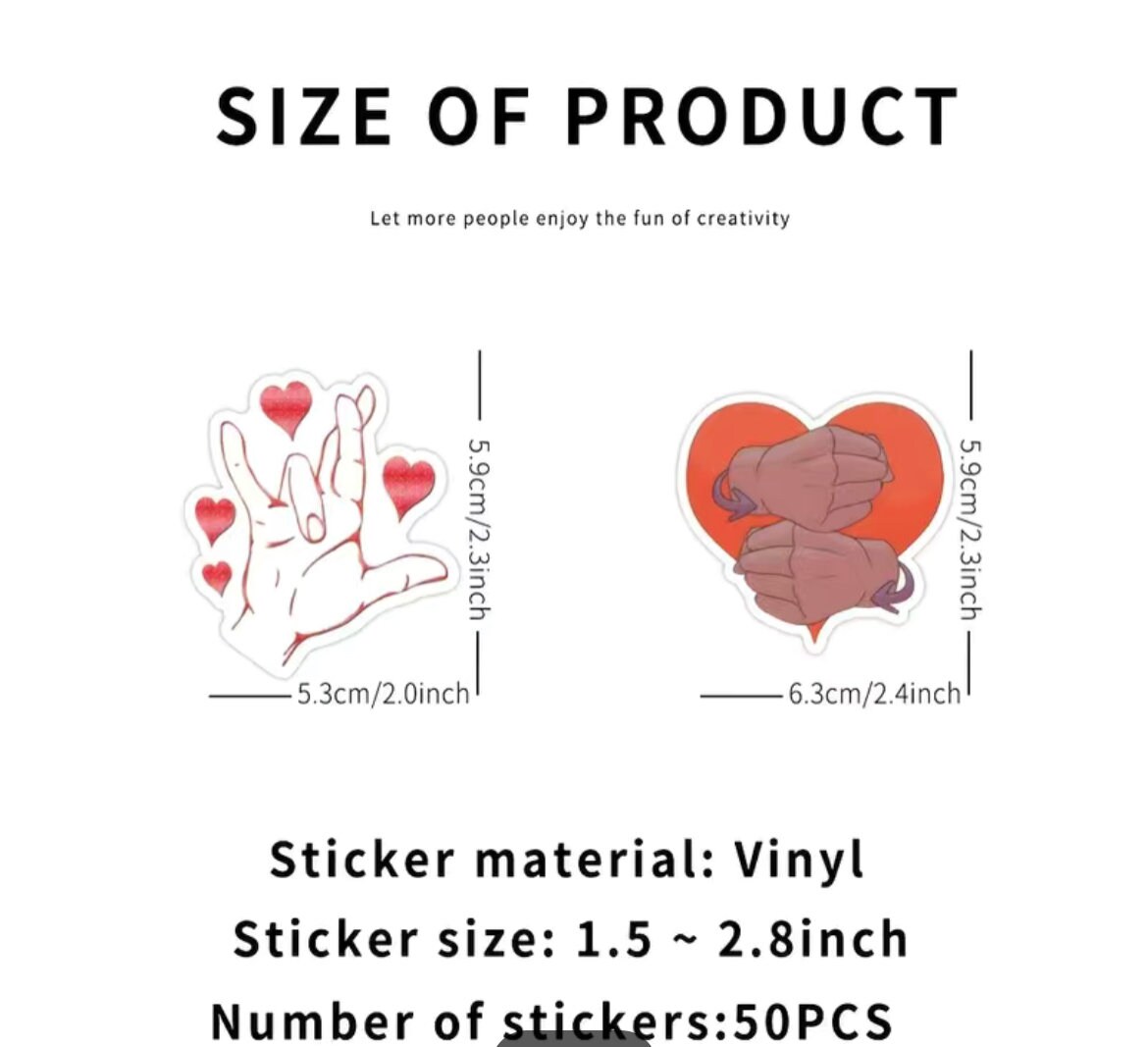 ASL Stickers Assorted Pack of 50 - Etsy