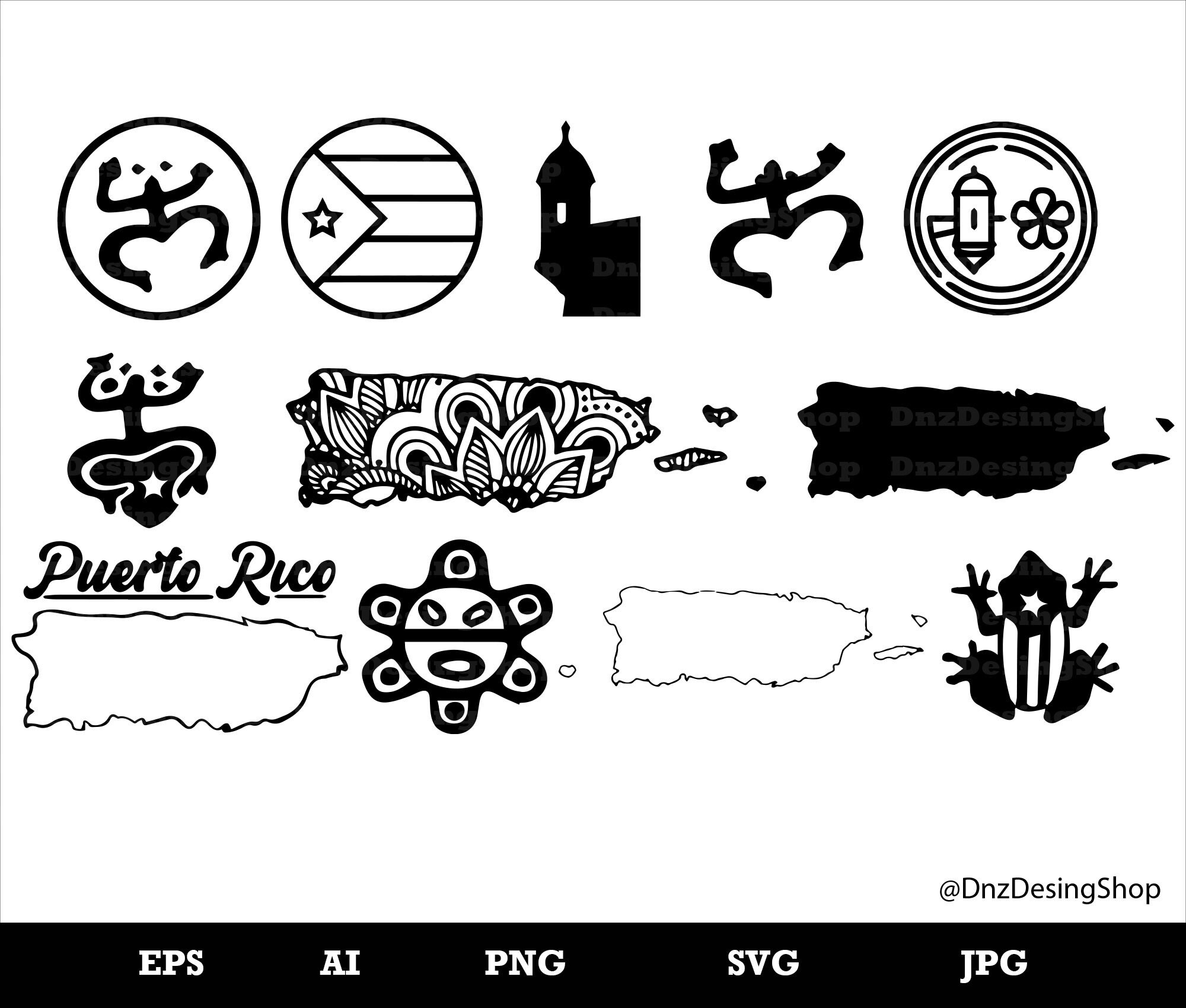 Puerto Rico SVG Bundle Taino Made in Puerto Rico Garita | Etsy España