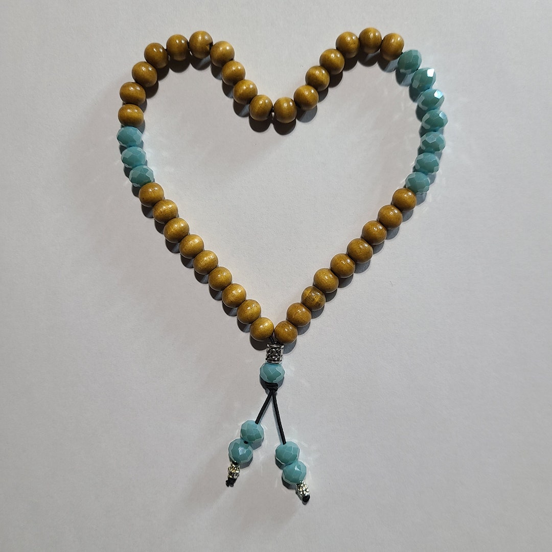 Japa Mala 45 Wooden Beads Sacred Codes Double Wrap Stretch Mala ...