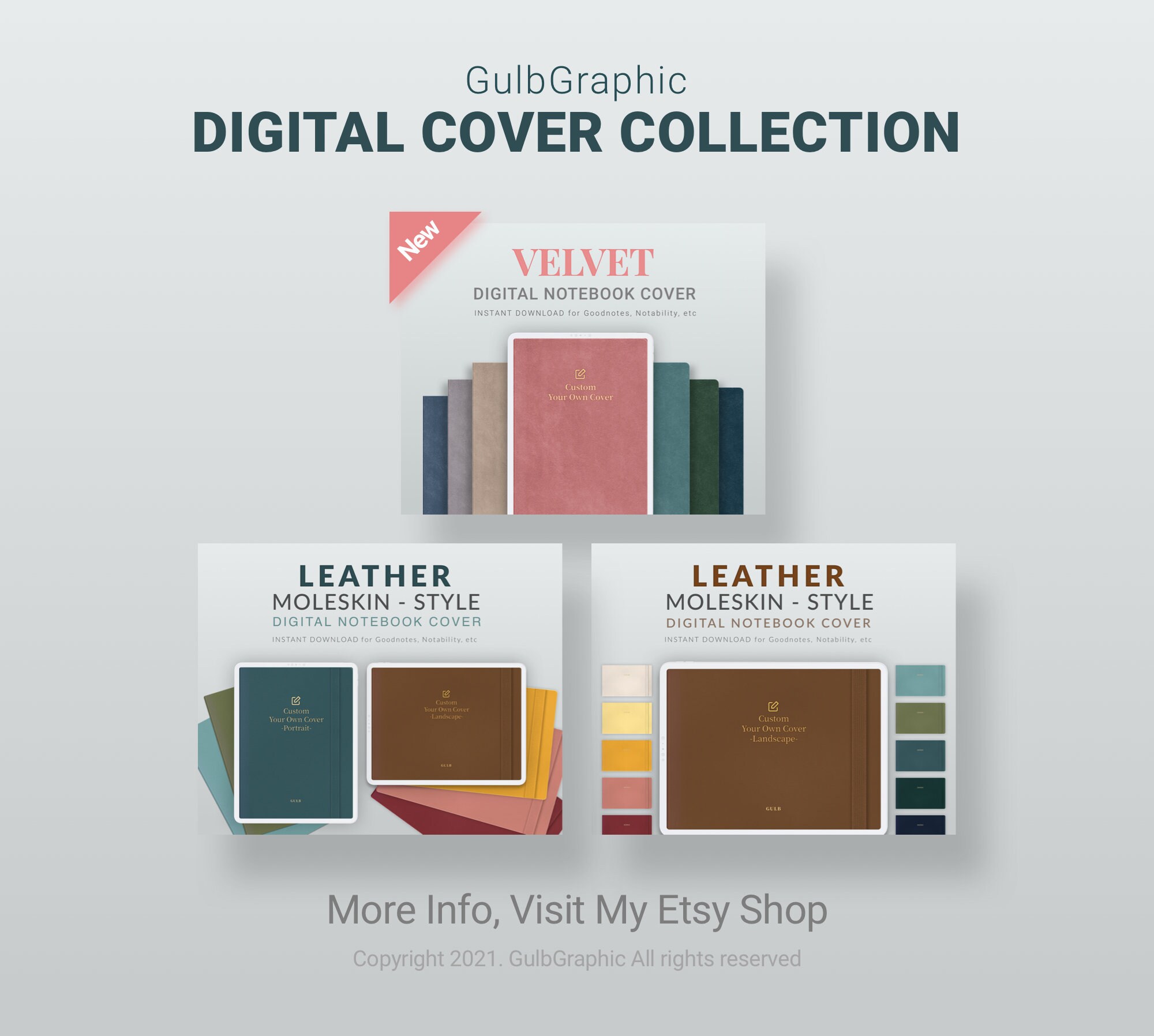 48 Portrait Digital Notebook Covers Digital Planner - Etsy