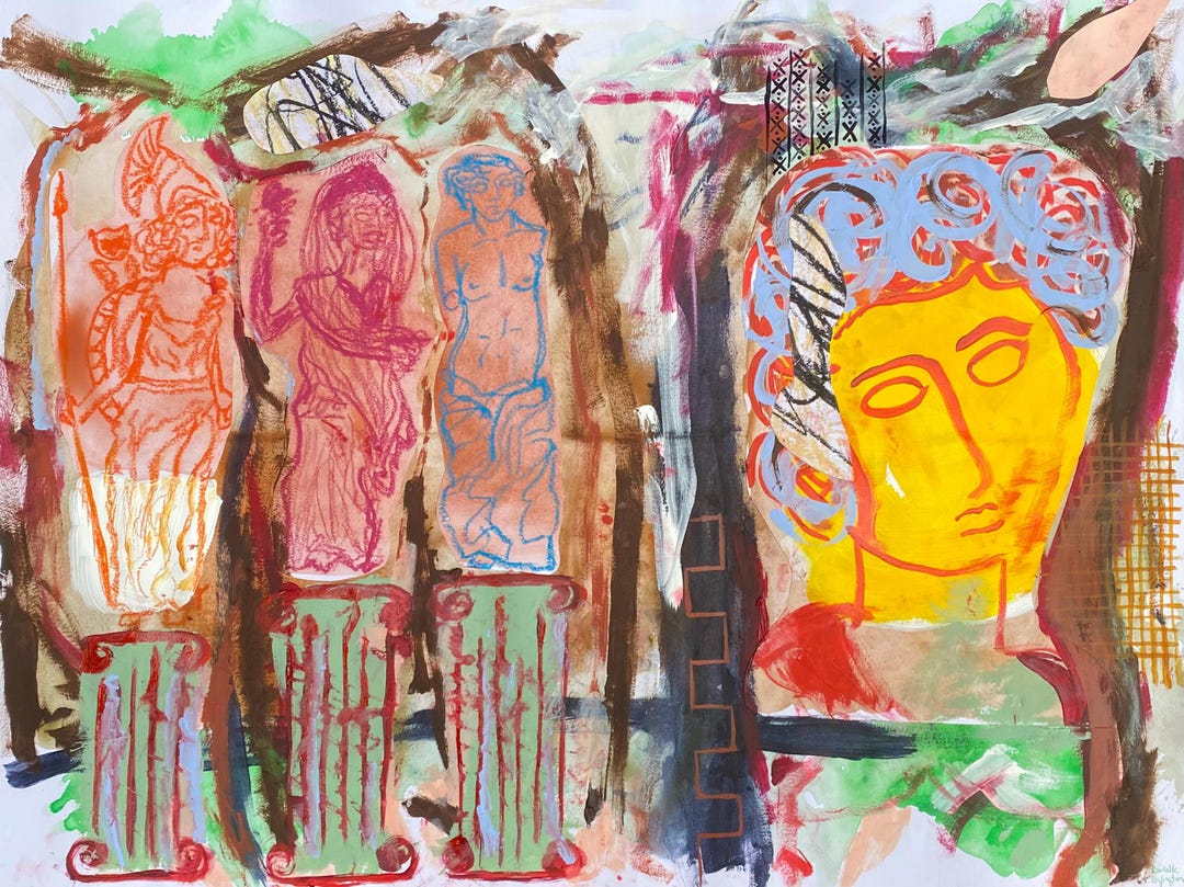 The Judgement of Paris - Abstract Art Painting Greek Mythology Trojan ...