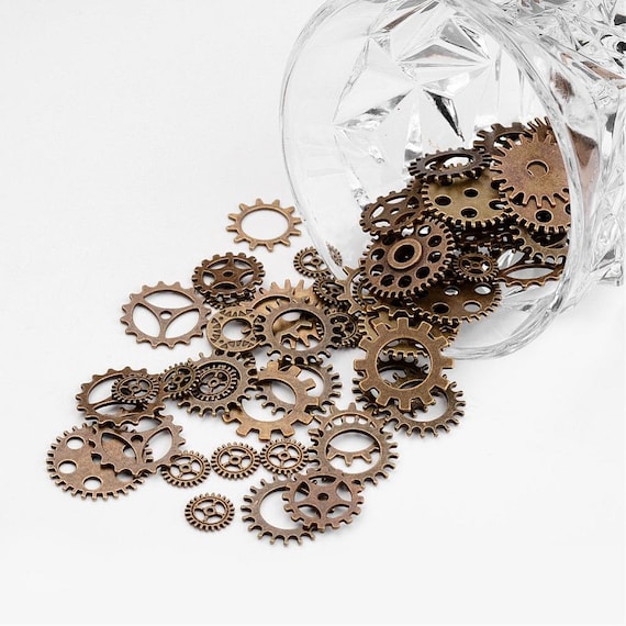 Engranajes Steampunk Dorados Minichistera Steampunk Con Plumas Y