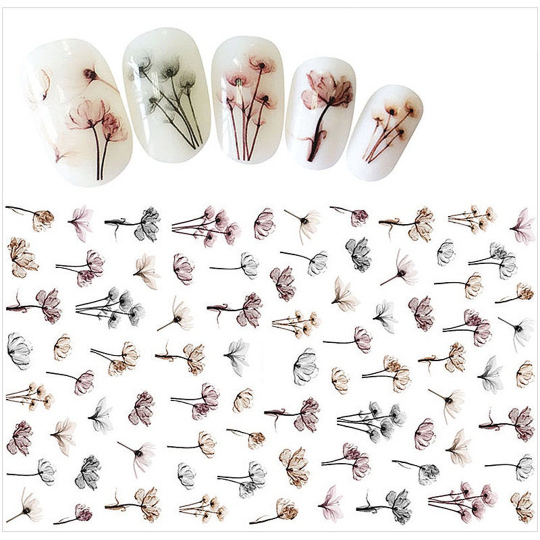 Flower Theme Nail Decal Stickers - Etsy