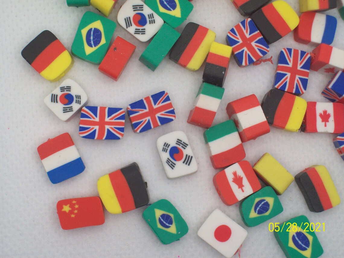 Handmade Polymer Clay National Flag Beads | Etsy