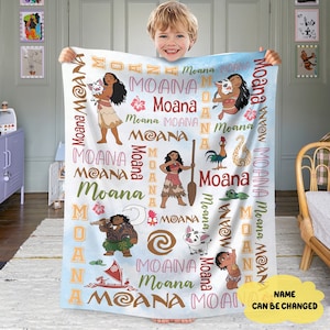 Personalized Moana Blanket, Custom Name Moana Blanket, Moana Maui ...