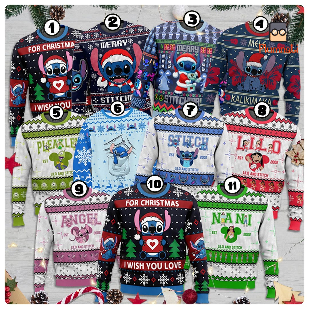 Lilo and Stitch Ugly Christmas Sweater, Stitch Christmas Sweater, Merry ...