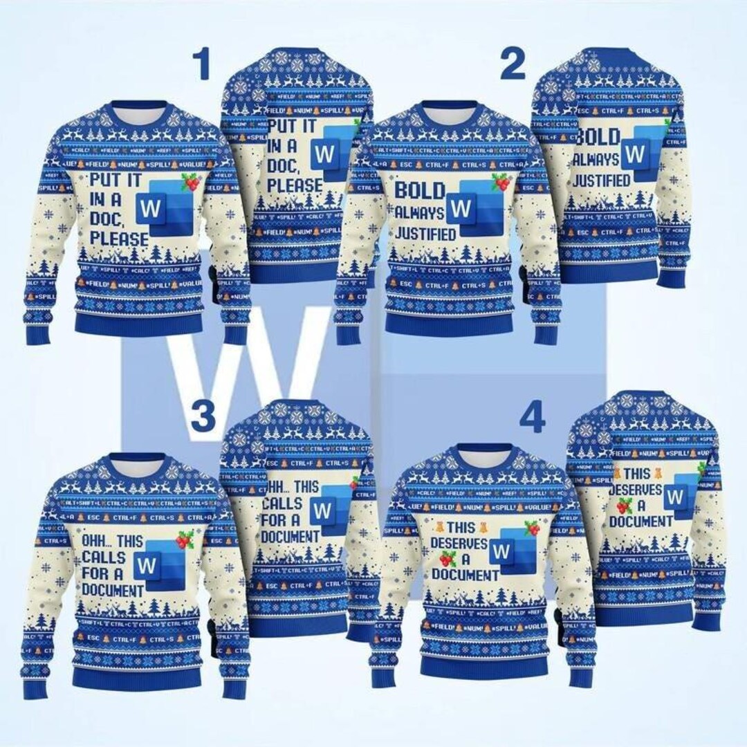 Word Excel Ugly Christmas Sweater, Funny Office Christmas Sweater, Word ...