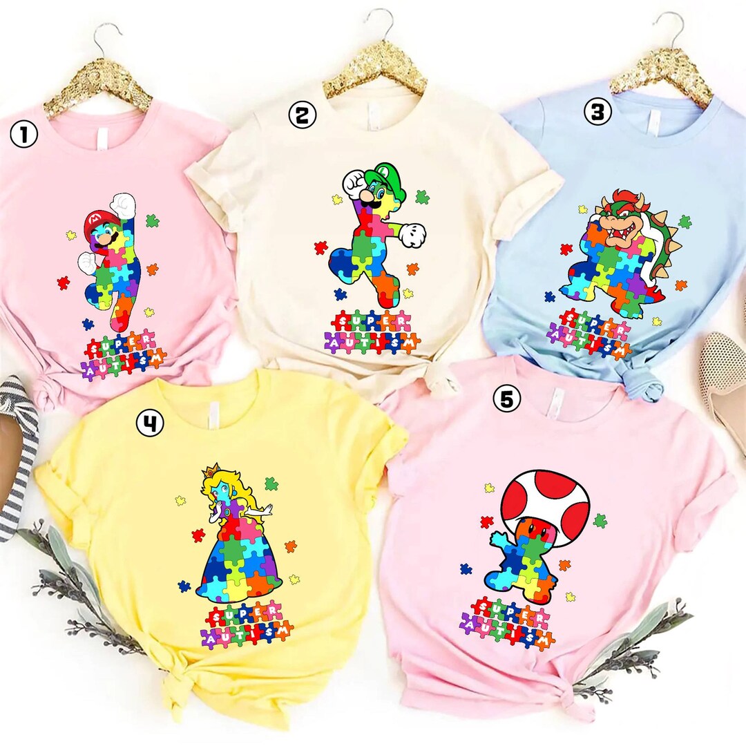 Super Mario Autism Kids Shirt | Mario Autism Awareness Shirt | Custom ...
