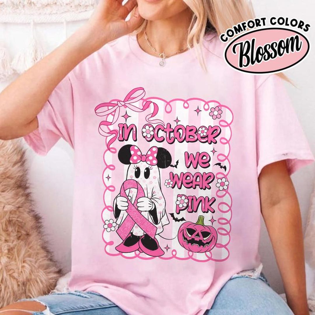Comfort Colors in October We Wear Pink Minnie Ghost Shirt, Halloween ...