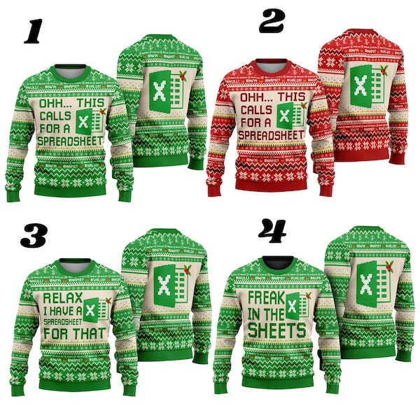 Excel Sheet Ugly Christmas Sweater Etsy