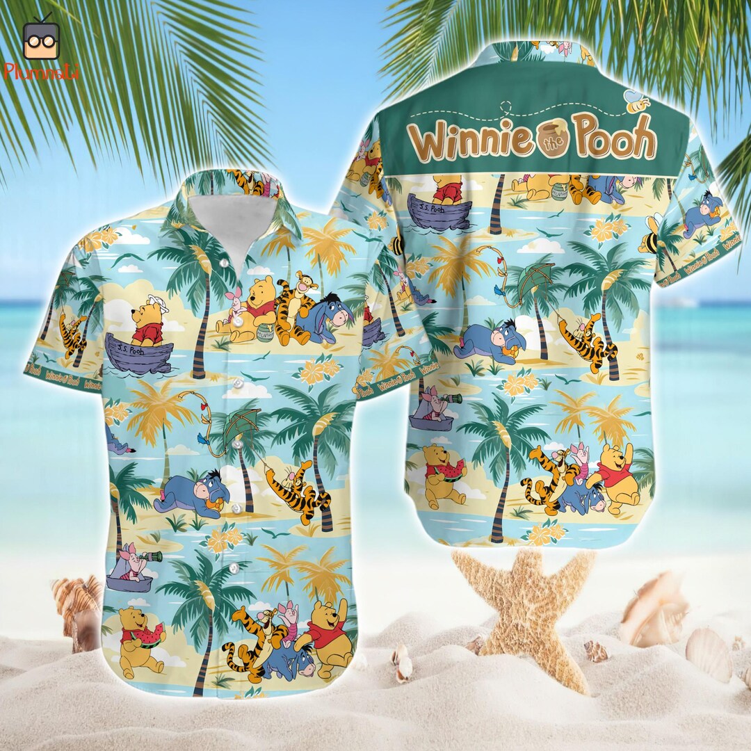 Winnie the Pooh Hawaiian Shirt, Pooh and Friends Hawaiian Shirt, Pooh ...