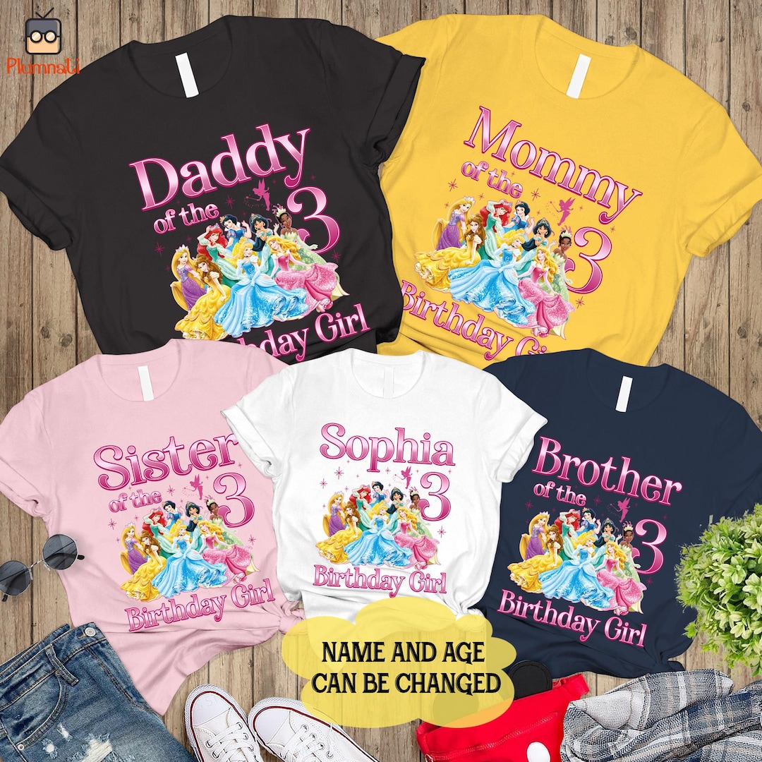 Personalized Disneyland Princess Birthday Shirt , Snow White Belle Tiana Shirt, Disneyland ...