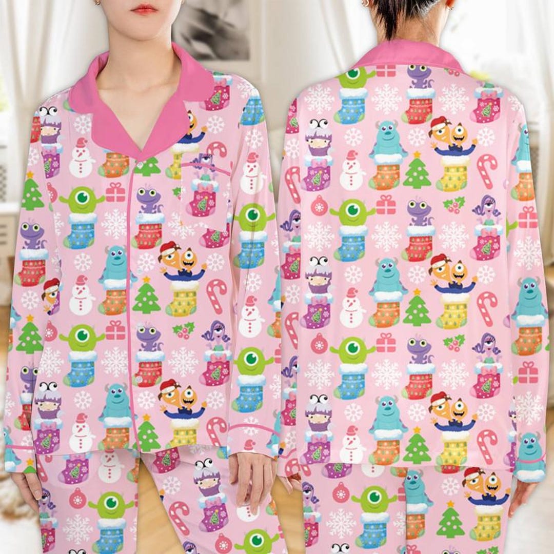 Monsters Inc Christmas Pajamas Set, Monsters Inc Mike Sully Boo Randall ...