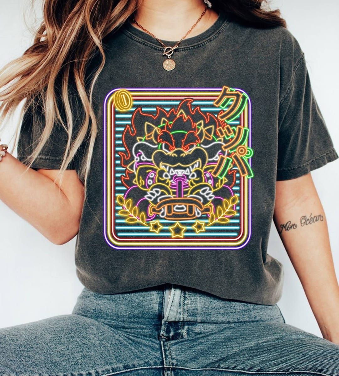Super Mario Bowser Neon Kart Shirt Super Mario Kart Shirt Mario Video ...