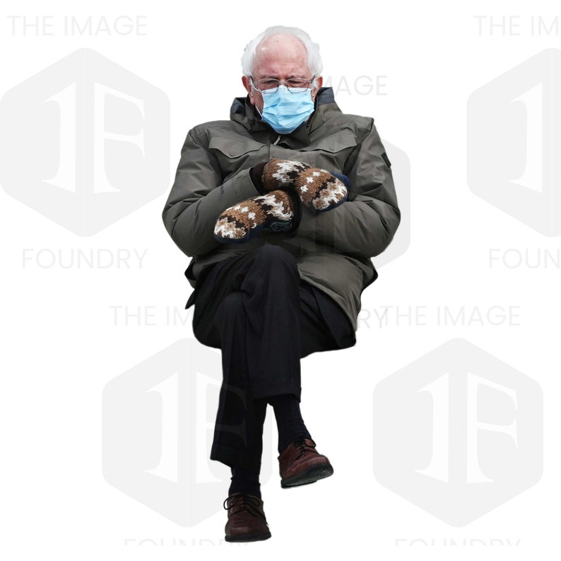 Bernie Sanders Sitting With Mittens at Inauguration Transparent Vector ...