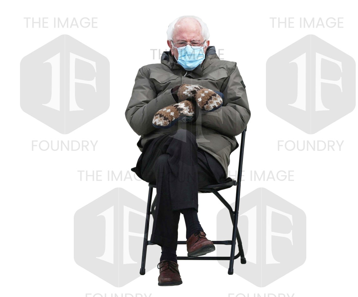 Bernie Sanders Sitting With Mittens at Inauguration Transparent Vector ...
