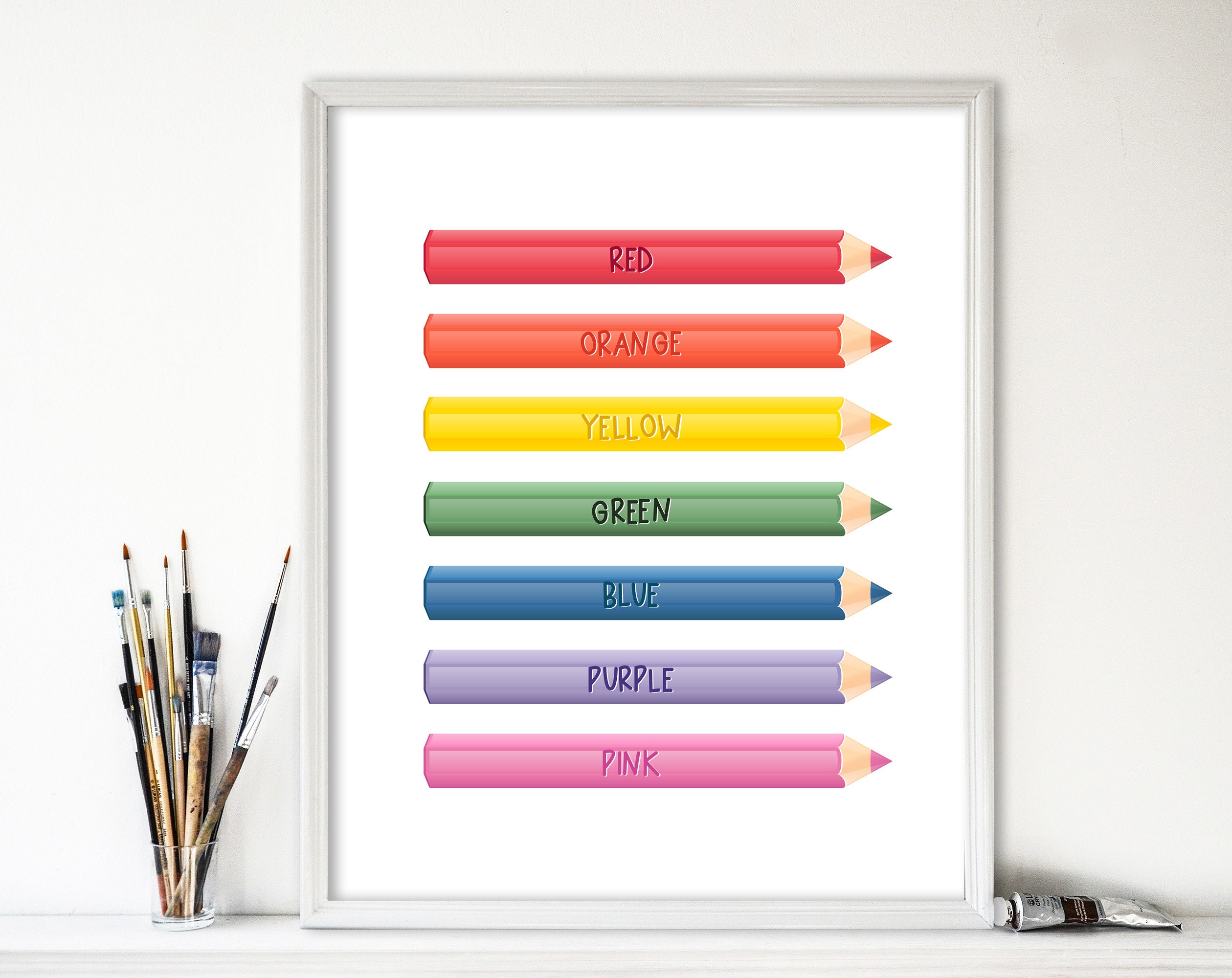 Pencil Colours Poster Educational Wall Art Educational | Etsy