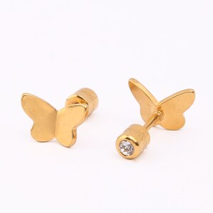 20G Surgical Steel Double Sided Screw Back Butterfly Labret Stud ...