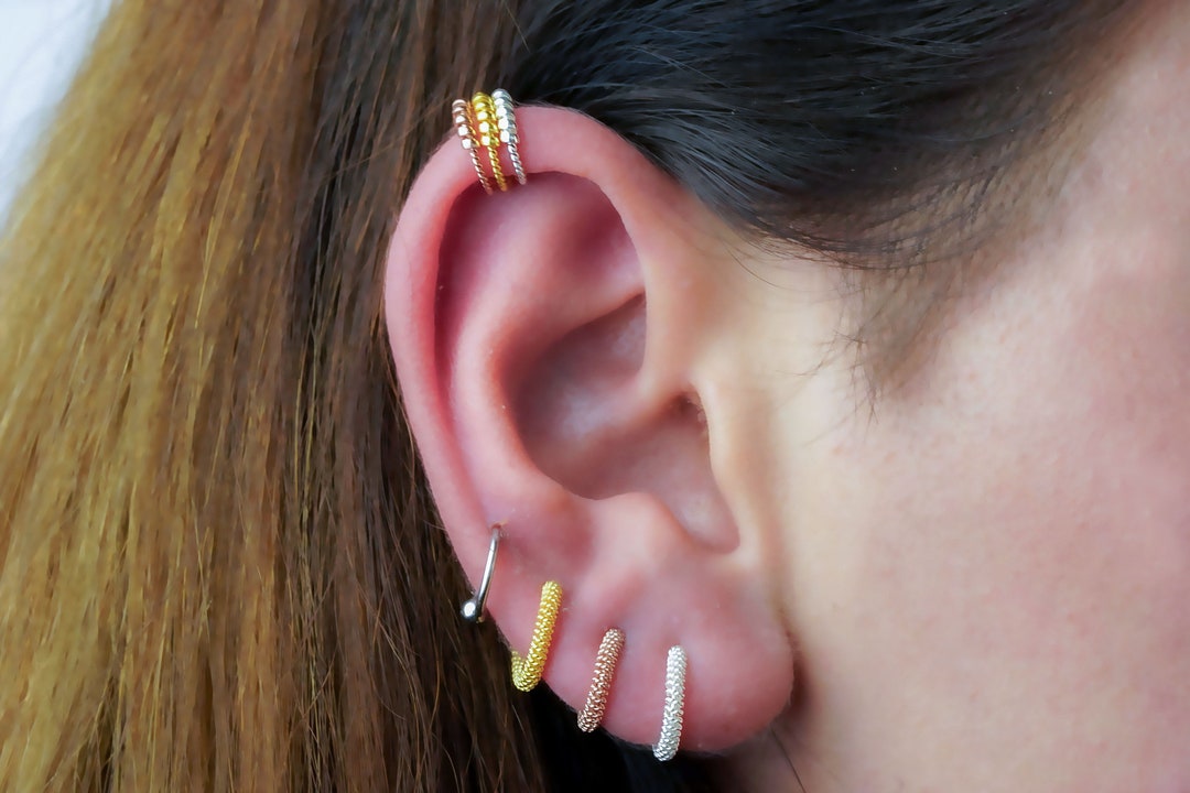 Gold Round Twisted Ear Cuff, Silver Ear Cuff, Ear Cuff Non Piercing ...