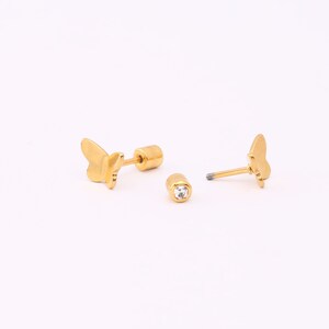 20G Surgical Steel Double Sided Screw Back Butterfly Labret Stud ...