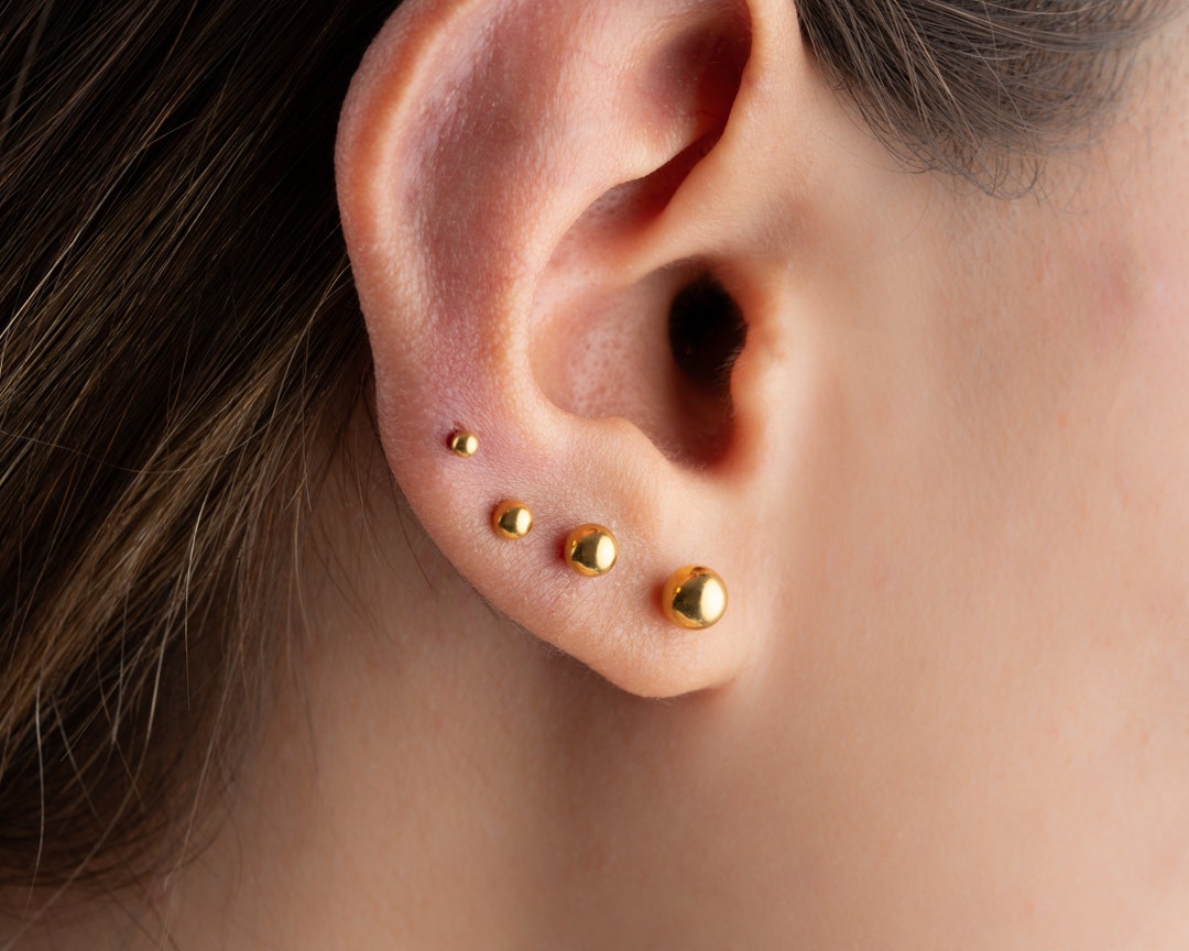 16G/18G/20G G23 Titanium Push in Ball Stud Gold Silver Threadless Flat ...